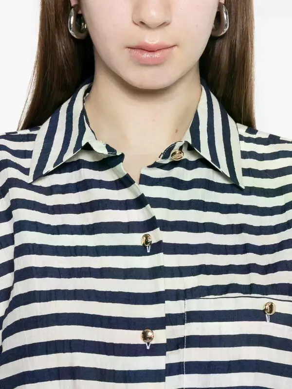 Maje Striped Linen And Cotton Blend Shirt