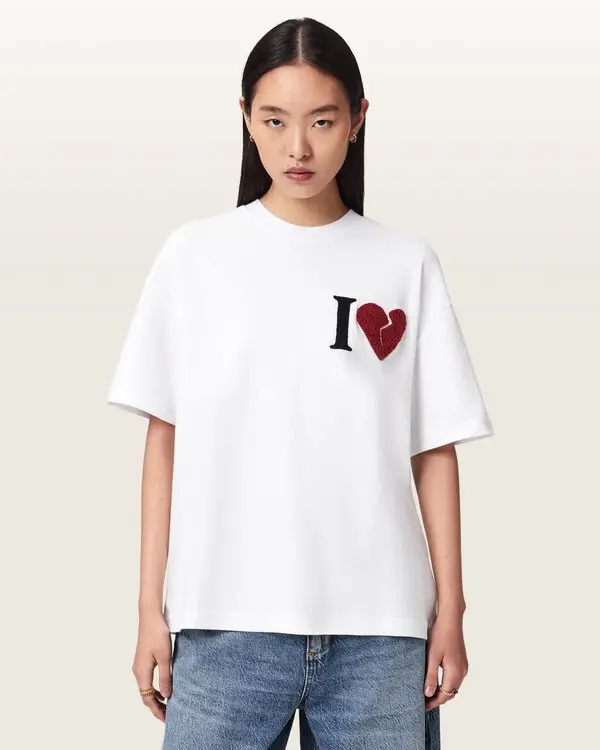 ALLSAINTS Heart Etta Oversized T-shirt - White