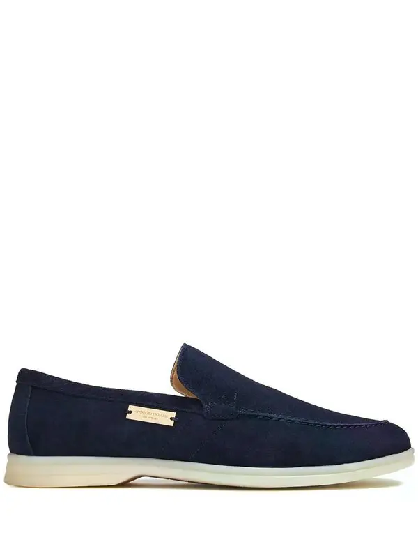 ANDROID HOMME Navy Suede Slip-on Loafers