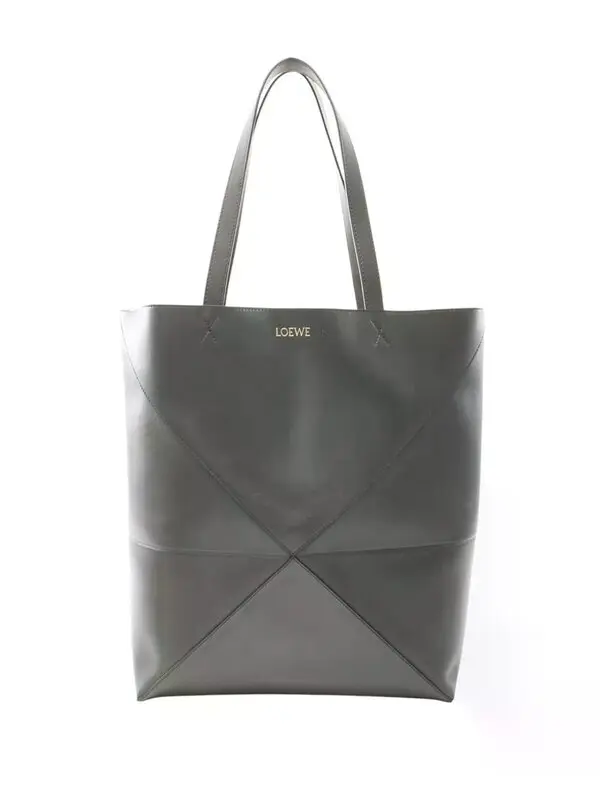 Loewe 2010-2026 Large Calfskin Puzzle Fold Tote Bag - Grey