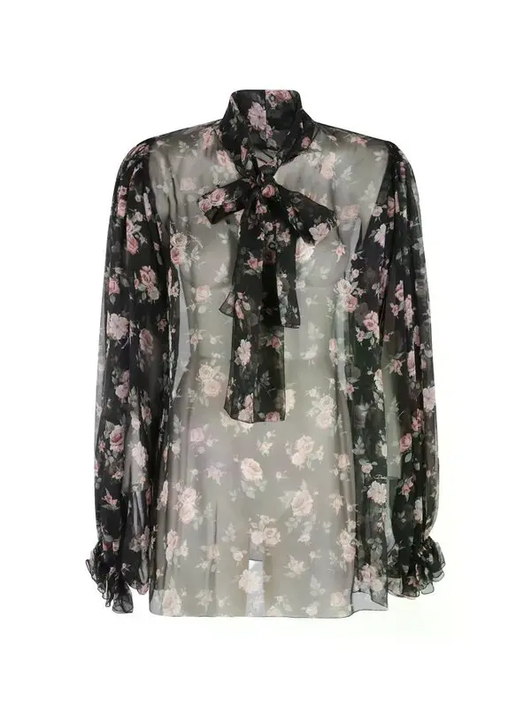 Dolce & Gabbana Floral-print Blouse - Black