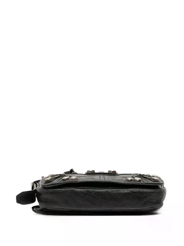 Balenciaga 2010-2025 Xs Lambskin Motocross Le Cagole Flap Crossbody Bag - Black