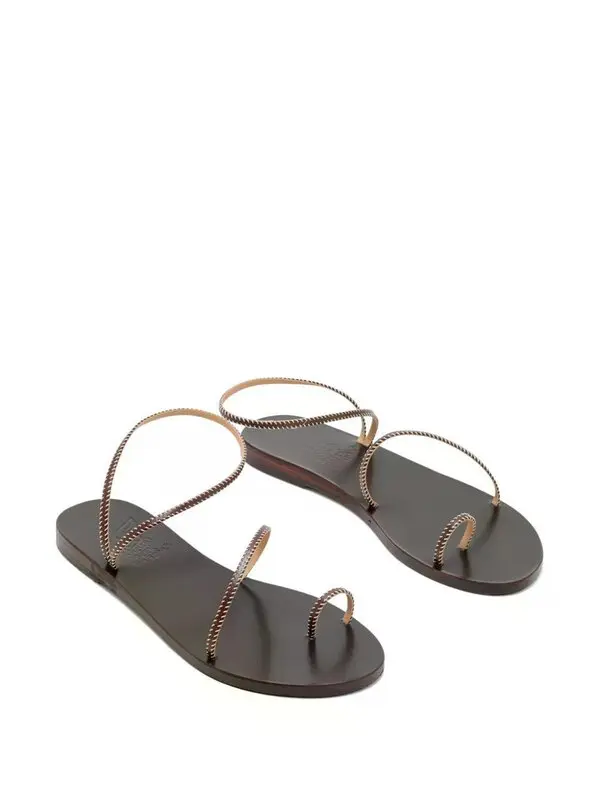ANCIENT GREEK SANDALS Eleftheria Stitched Sandals - Brown