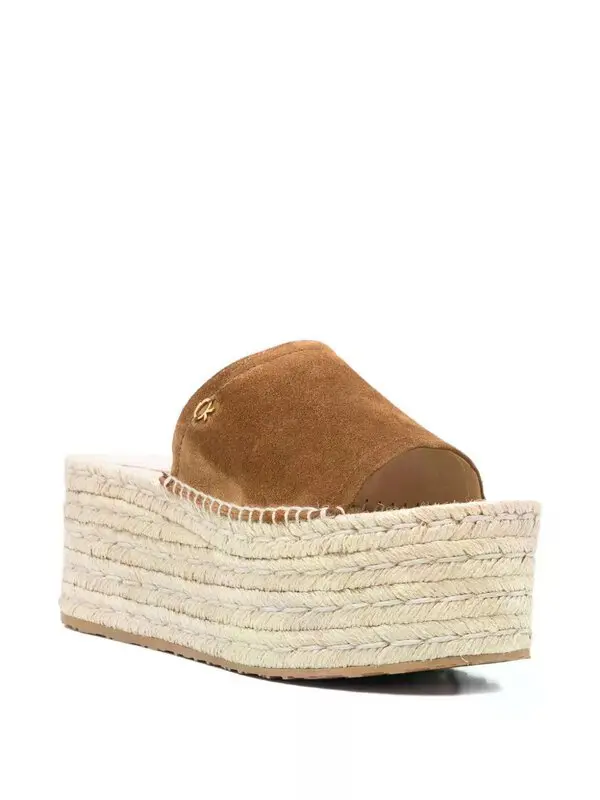 GIANVITO ROSSI Heeled Espadrille Slides - Brown