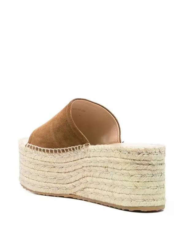GIANVITO ROSSI Heeled Espadrille Slides - Brown