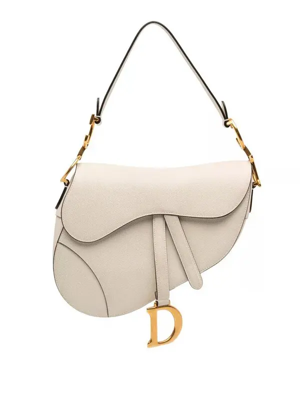 Dior 2019 Grained Calfskin Saddle Bag - White