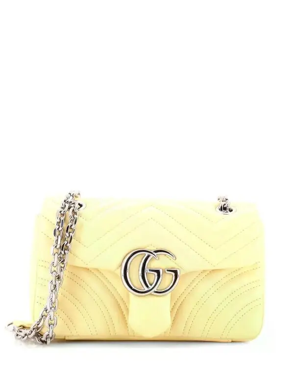 Gucci Gg Marmont Flap Bag Matelasse Leather Small Crossbody Bag - Yellow
