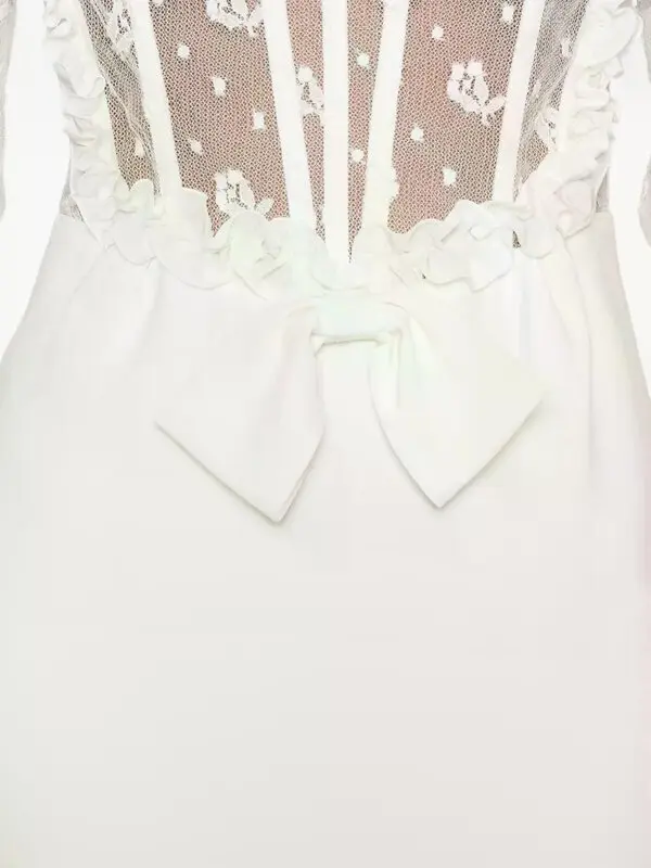 Alessandra Rich Lace Bow Maxi Dress - Neutrals