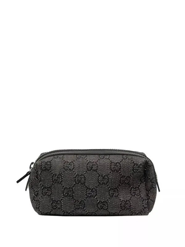 Gucci 2000-2015 Gg Denim Cosmetic Pouch - Grey