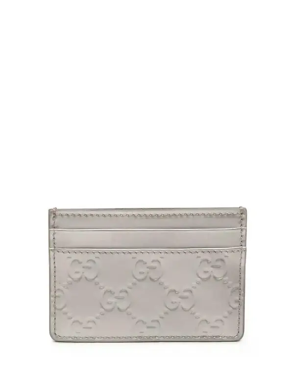 Gucci 2016-2026 Patent Guccissima Card Holder - Silver