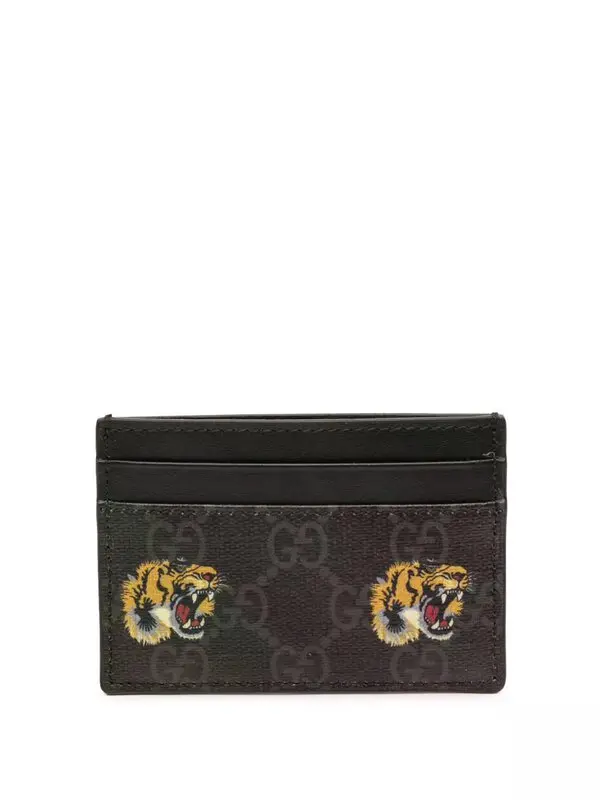 Gucci 2000-2015 Gg Supreme Tiger Card Holder - Black