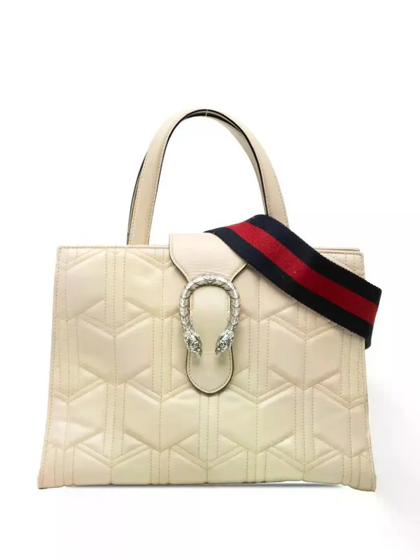 Gucci 2016-2026 Quilted Leather Dionysus Web Satchel - White