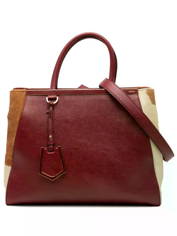 Fendi 2010-2025 Medium Leather And Pony Hair 2jours Satchel - Red