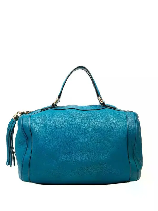 Gucci 2000-2015 Medium Pebbled Calfskin Soho Boston Bag - Blue