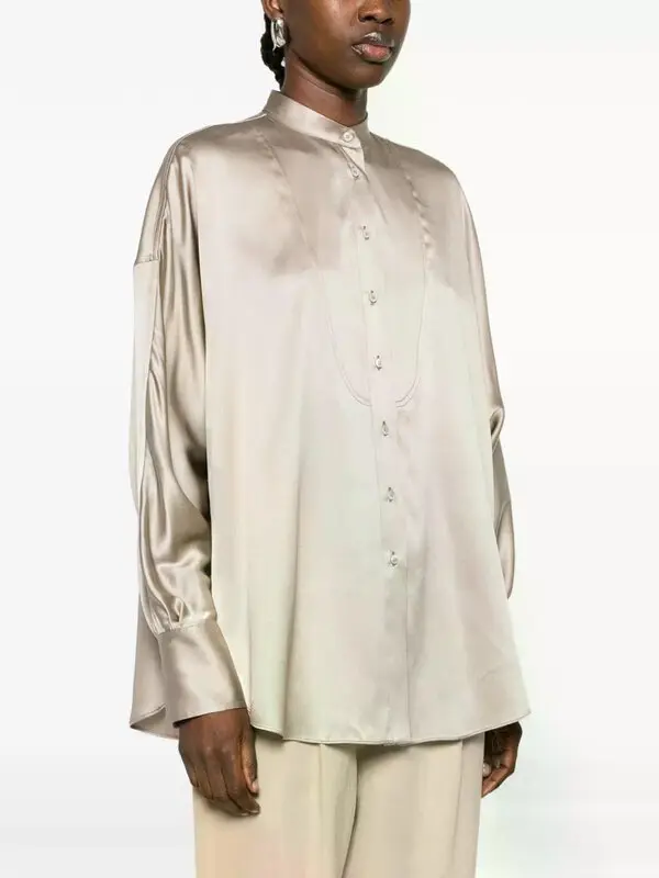 Brunello Cucinelli Band-collar Shirt - Neutrals