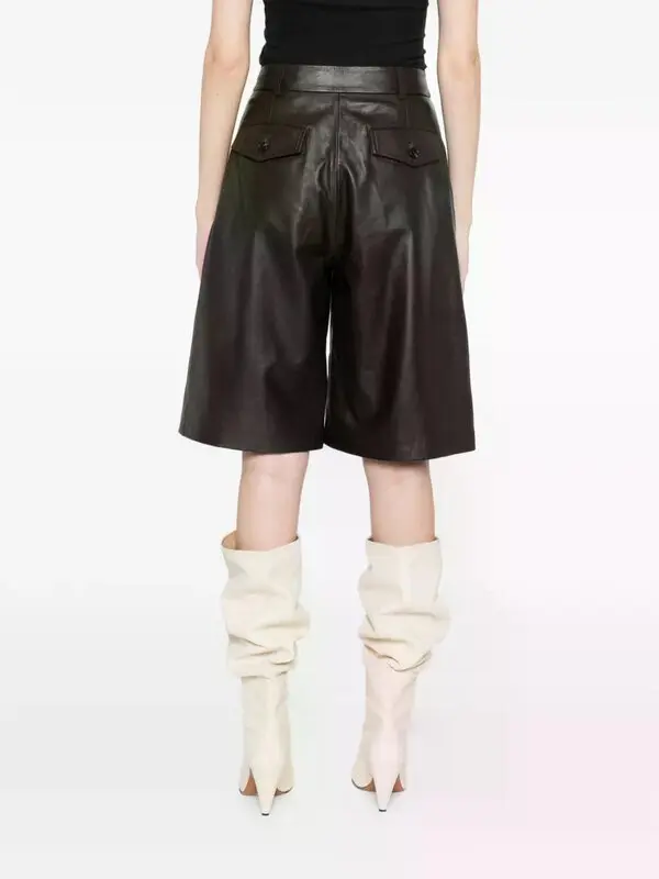 YVES SALOMON Leather Pleated Shorts