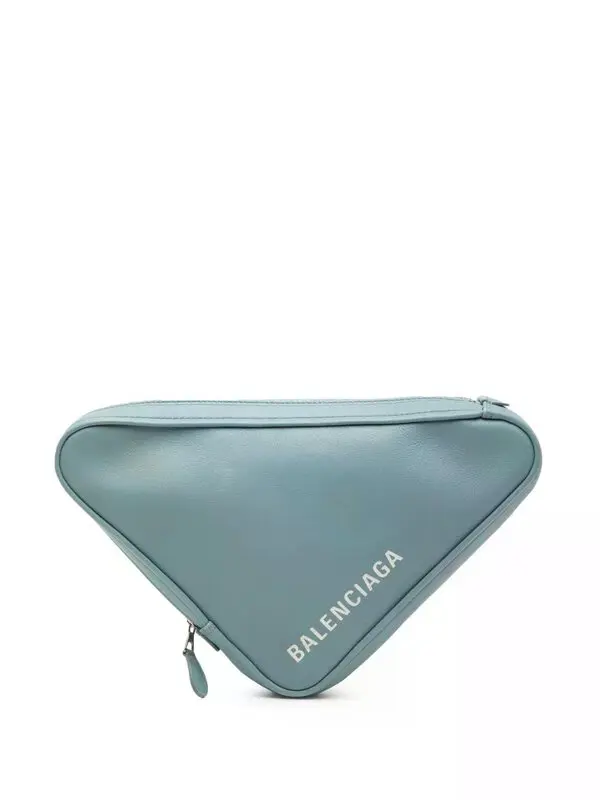 Balenciaga 2003-2022 Medium Leather Triangle Clutch Bag - Blue