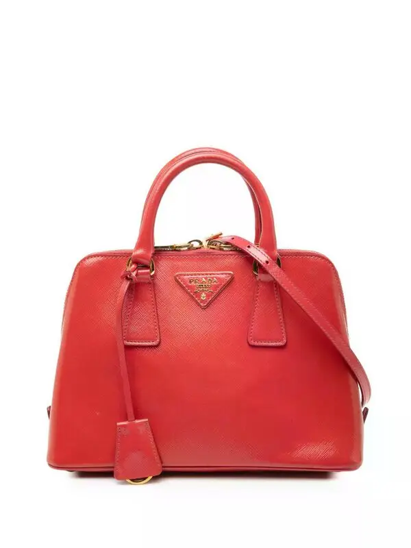 Prada 2010-2026 Small Saffiano Vernice Promenade Satchel - Red