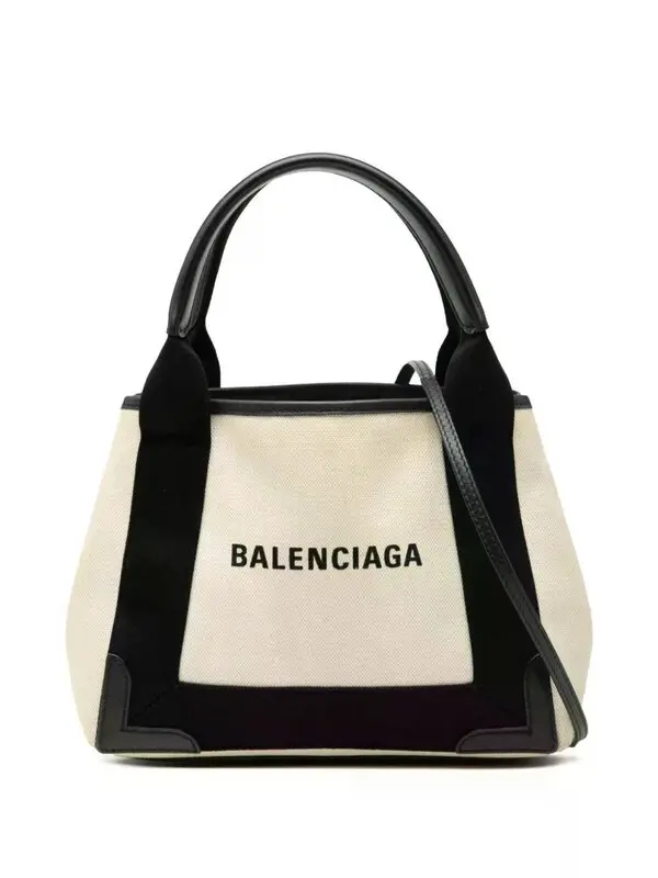Balenciaga 2018-2026 Canvas Navy Cabas Xs Satchel - Black