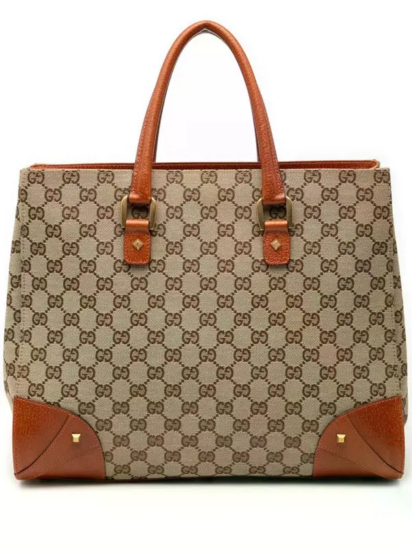 Gucci Gg Canvas Nailhead Handbag - Brown