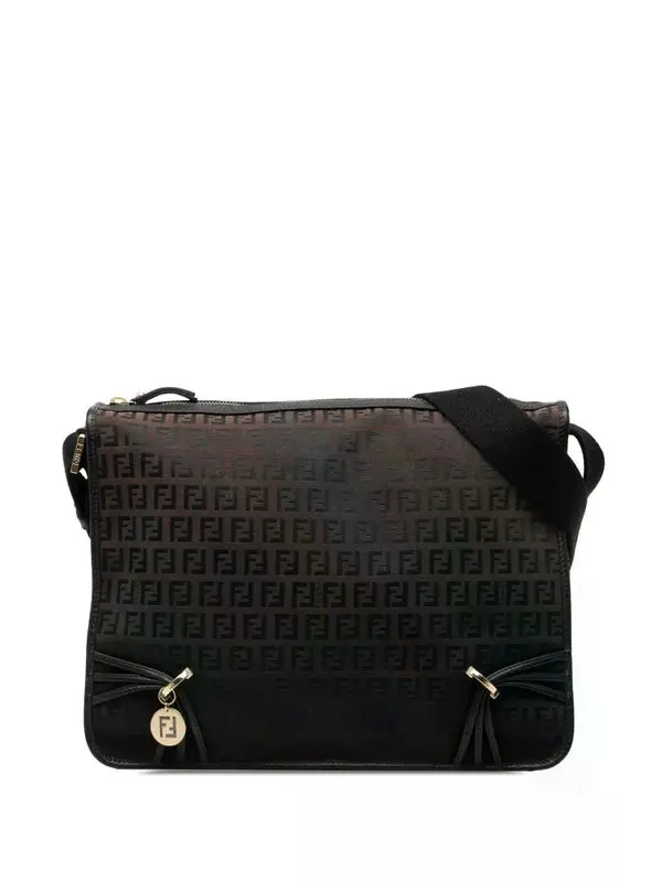 Fendi Zucchino Canvas F Charm Crossbody Bag