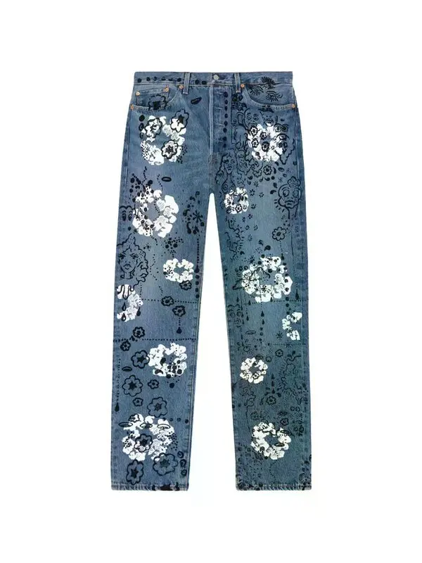 DENIM TEARS X Irak Levi's 501 Wreath Logo Jeans - Blue