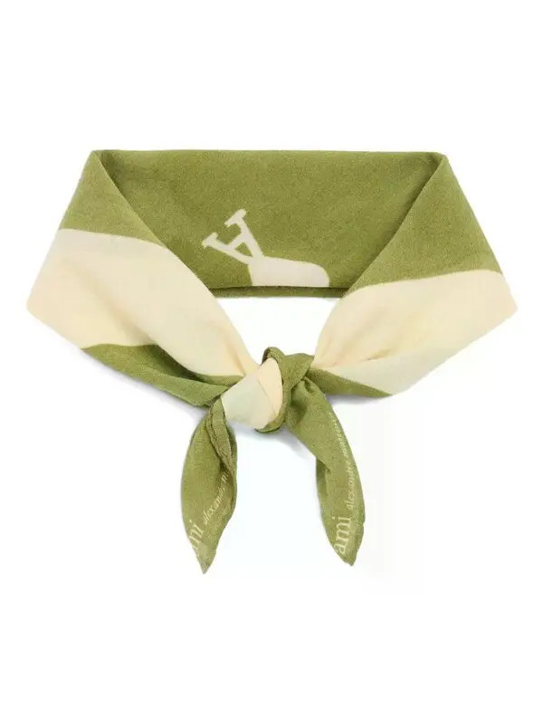 AMI Paris De Coeur Printed Scarf - Green