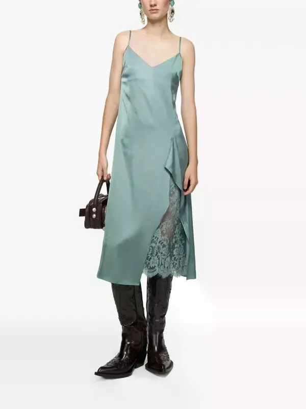 Acne Studios Lace Slip Midi Dress - Green