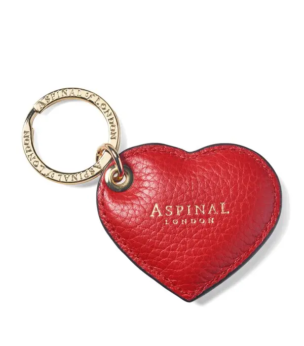 ASPINAL OF LONDON Leather Heart Keyring - Red