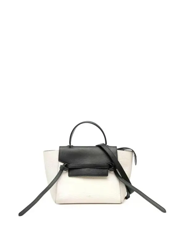 Celine 2017 Micro Bicolor Leather Belt Satchel - Black