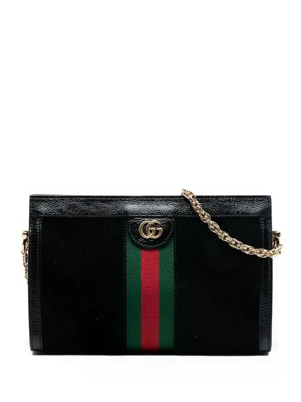 Gucci 2016-2026 Small Suede Ophidia Chain Crossbody Bag - Black