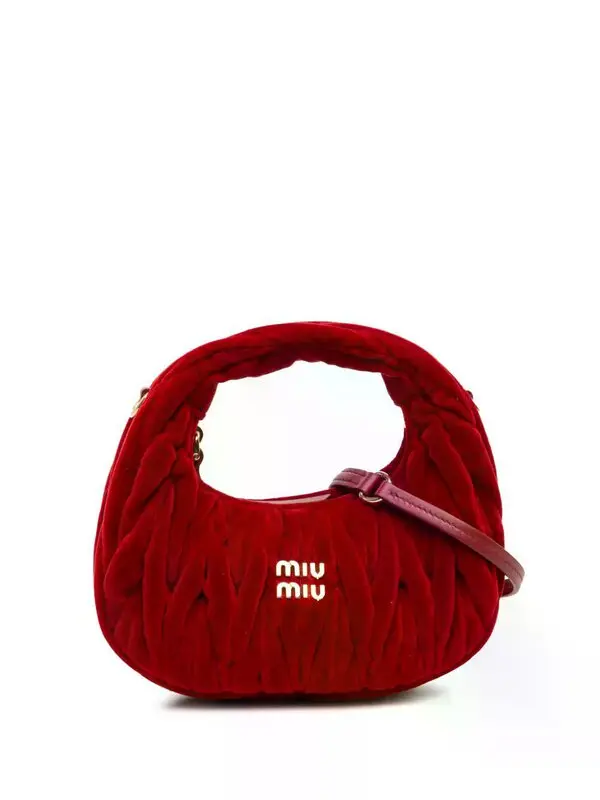 Miu Miu Mini Matelasse Velvet Wander Bag Satchel - Red
