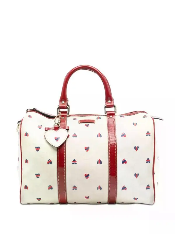 Gucci 2016-2025 Medium Gg Supreme Hearts Joy Boston Bag - Red
