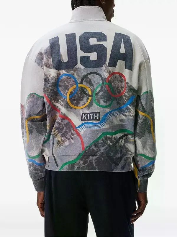 Kith Team Usa Quarter Zip Mountain Sweatshirt - Grey