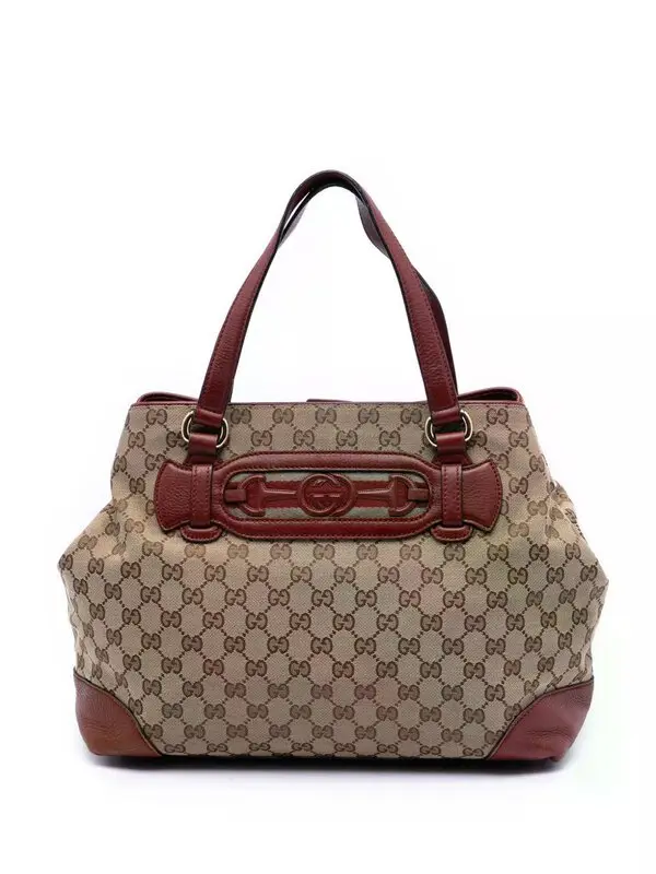 Gucci 2016-2025 Medium Gg Canvas Web Dressage Tote Bag - Brown