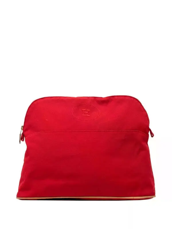 Hermès 2000-2020 Toile Bolide Trousse De Voyage Pouch Gm Vanity Bag - Red