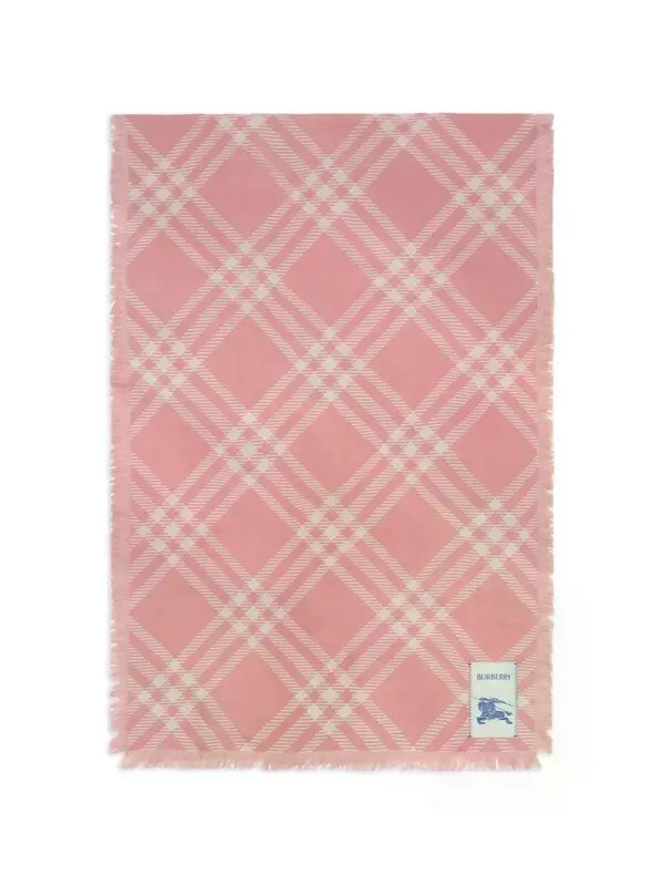 Burberry Wide Check Wool Silk Scarf - Pink