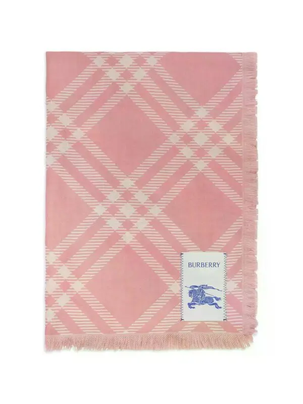 Burberry Wide Check Wool Silk Scarf - Pink