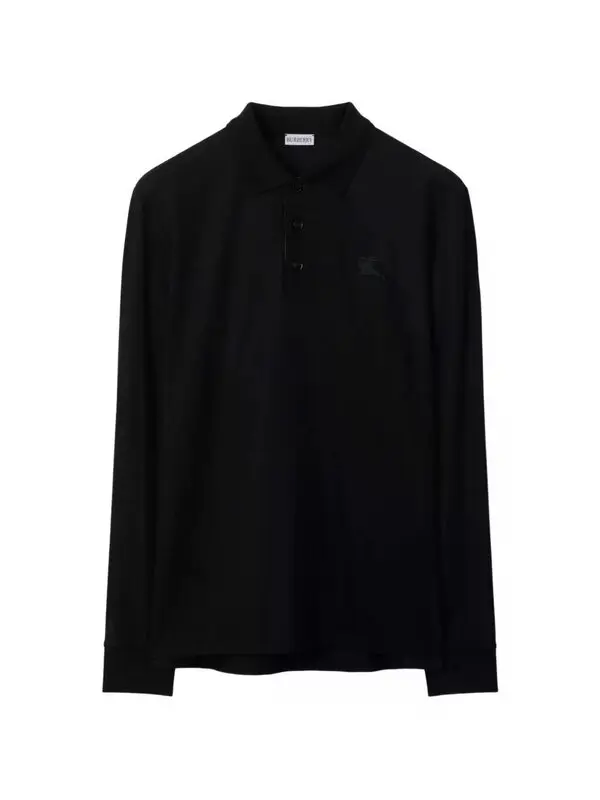 Burberry Long-sleeve Cotton Polo Shirt - Black