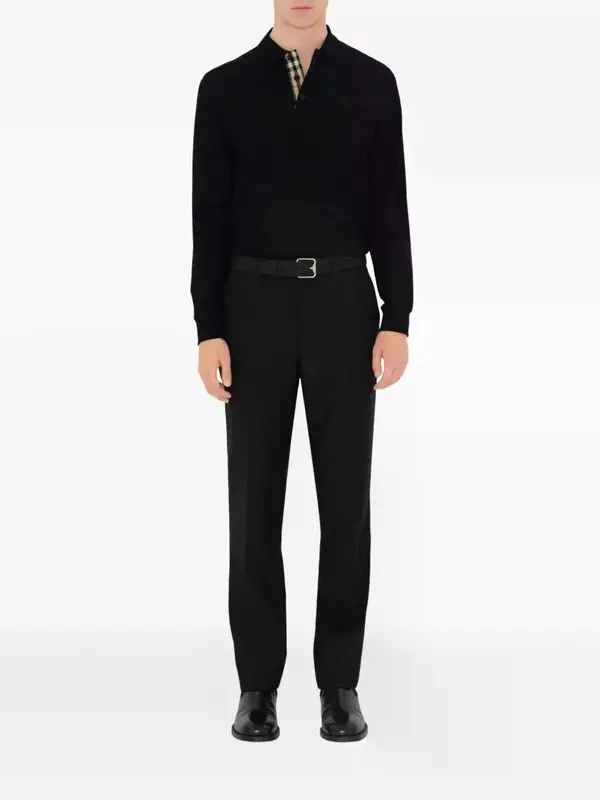 Burberry Long-sleeve Cotton Polo Shirt - Black