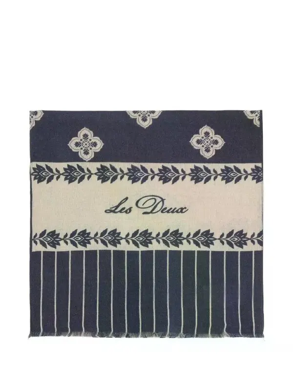 LES DEUX Arabesque Patterned Scarf - Blue