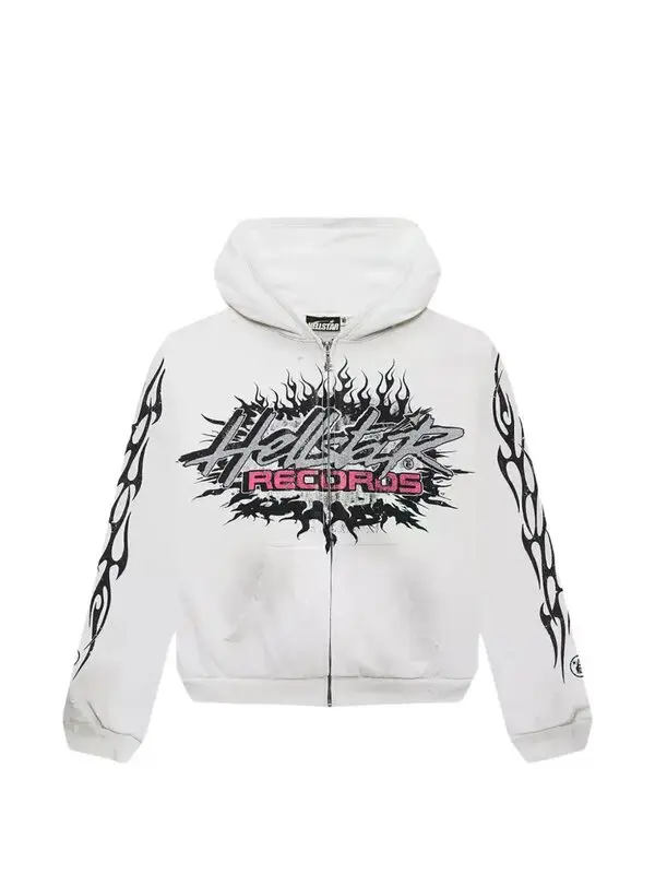 HELLSTAR Printed Zip-up Hoodie - White