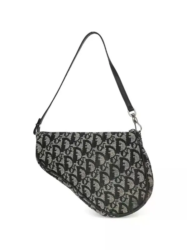 Dior 2002 Saddle Oblique Jacquard Tote Bag - Black