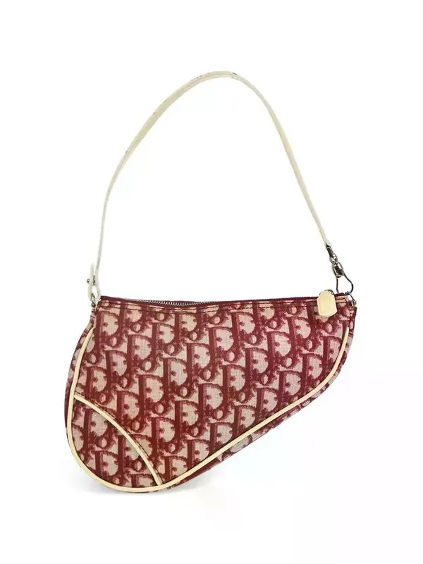 Dior 2001 Saddle Oblique Jacquard Tote Bag - Red