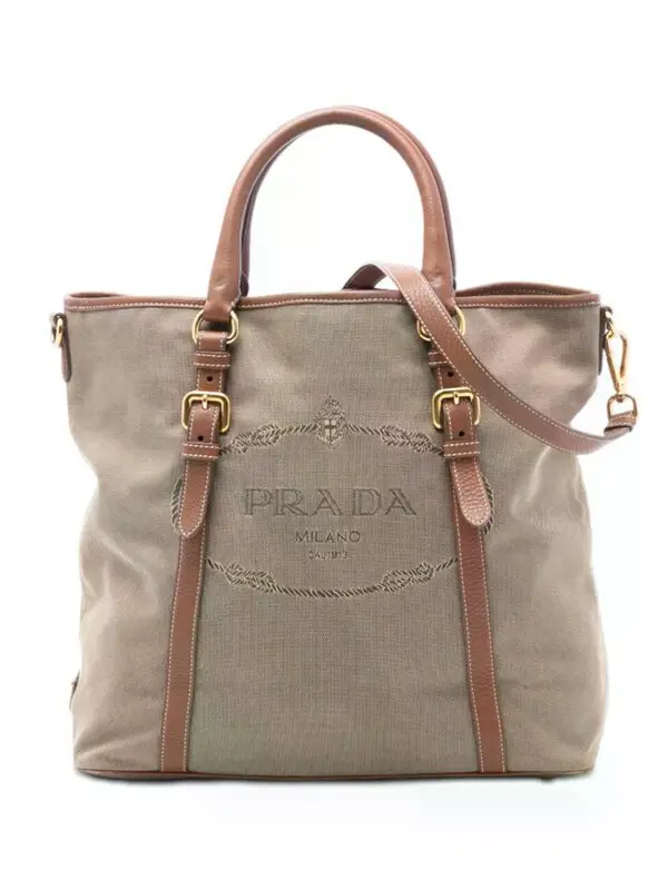 Prada 2013-2025 Canvas Canapa Logo Satchel - Brown