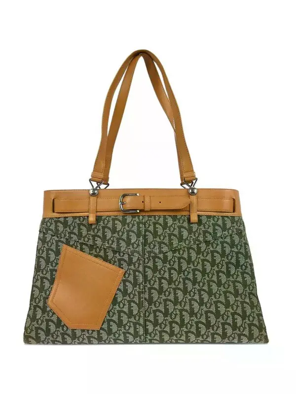 Dior 2001 Oblique Jacquard Canvas Tote Bag - Green