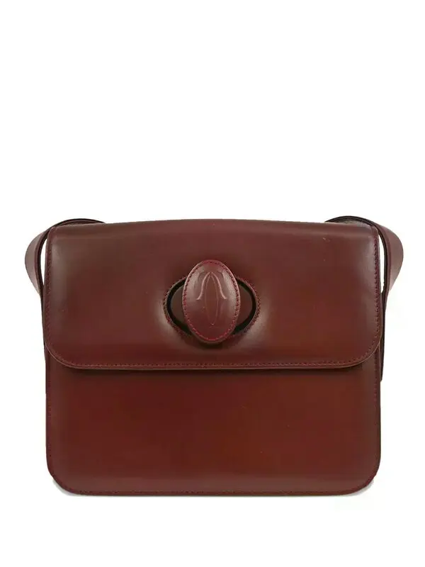 CARTIER 1990s Logo-detail Leather Shoulder Bag - Red