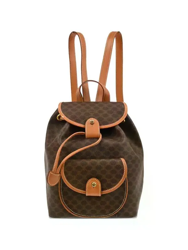 Celine 1990s Macadam Leather Backpack - Brown