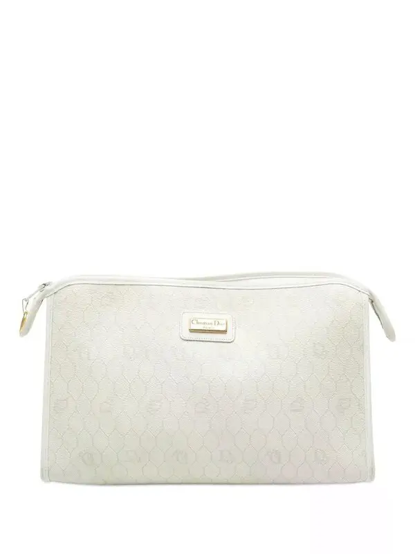 Dior 20th Century Honeycomb Coated Canvas Clutch Bag - White