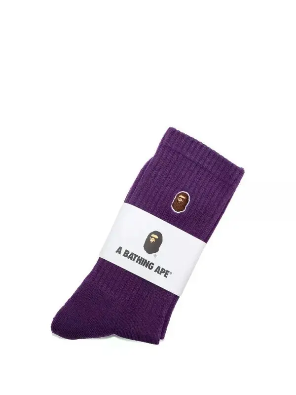 A BATHING APE Ape-embroidered Socks - Purple